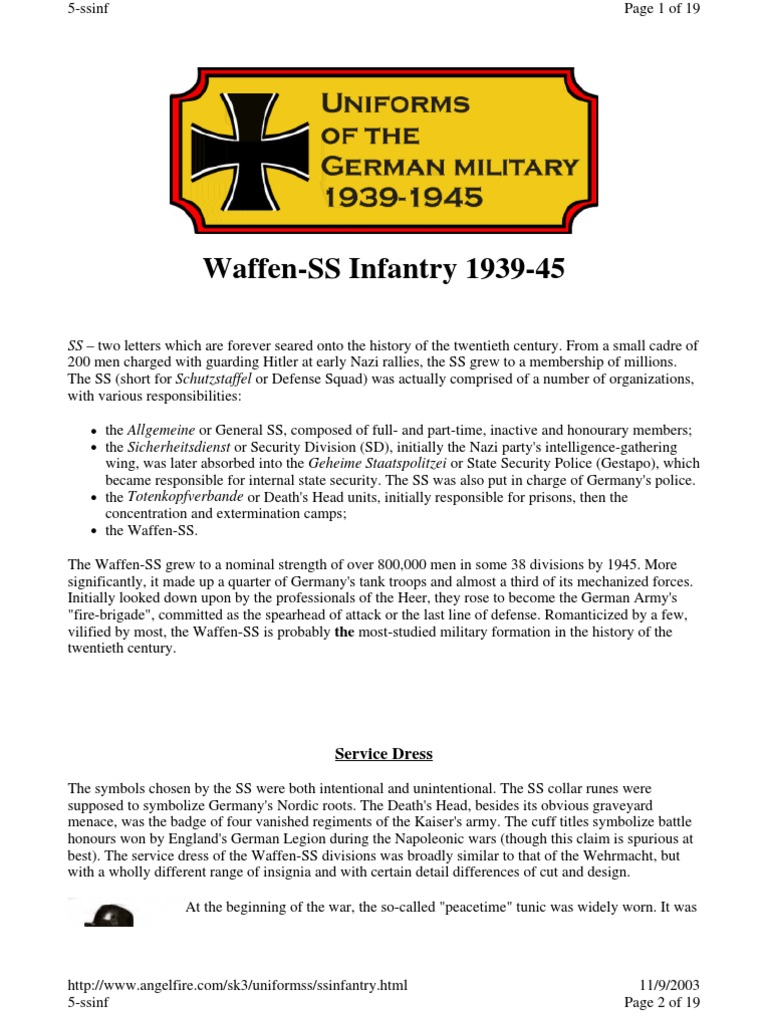 Waffen-SS Infantry Uniforms 1939-45 | PDF