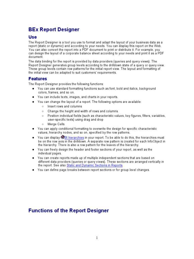 BEx Report Designer | PDF | Page Layout | Areas Of Computer Science