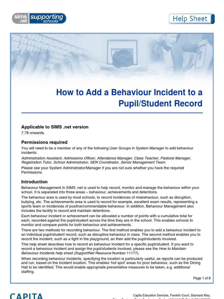 How To Add A Behaviour Incident To A Pupil Student Record | PDF ...