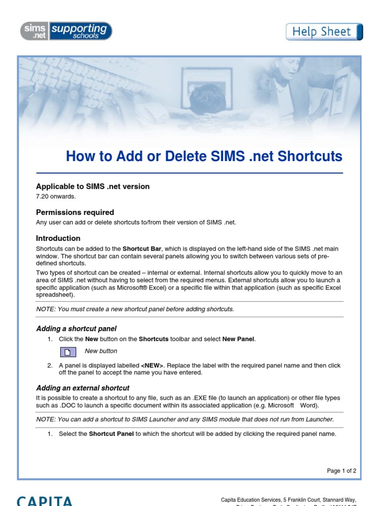 Manage SIMS .net Shortcuts Guide | PDF | Microsoft Excel | Icon (Computing)