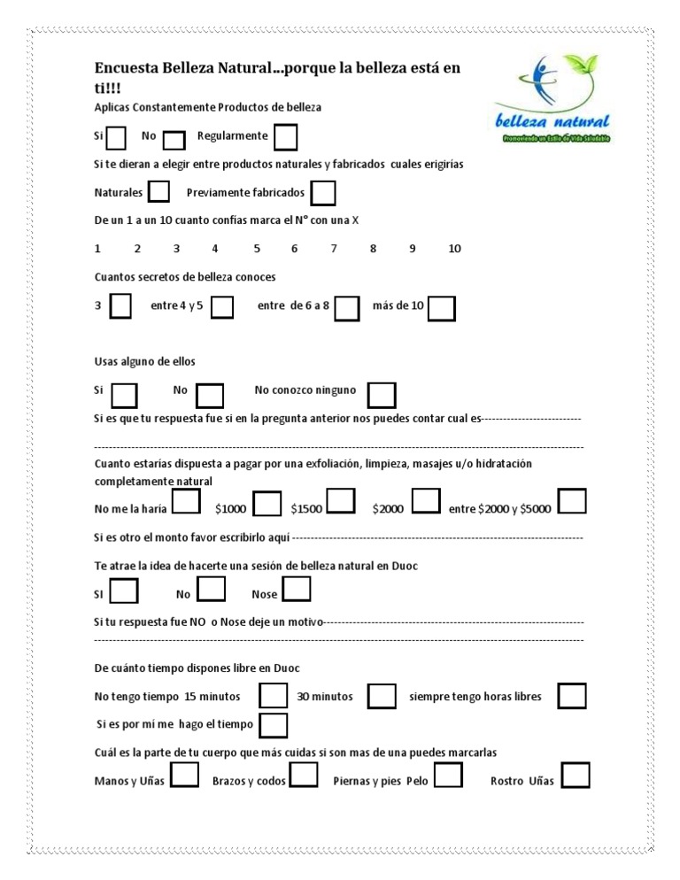 Encuesta Belleza Natural | PDF