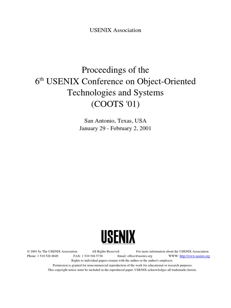 Proceedings of The 6 USENIX Conference On Object-Oriented Technologies ...