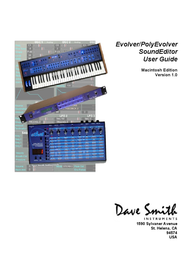 DSI Evolver Sound Editor Manual | PDF | Menu (Computing) | Synthesizer