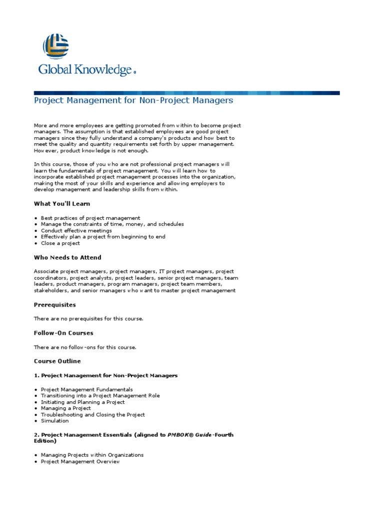 Project Management For Non-Project Managers: What You'll Learn | PDF ...