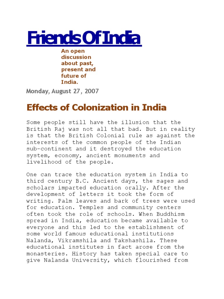 Effects of Colonization in India | PDF | British Raj | British Empire