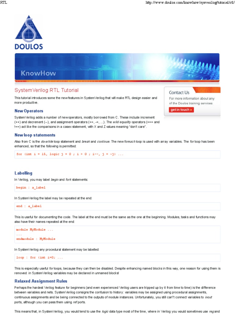 Systemverilog Rtl Tutorial New Operators Pdf Computer Programming Software Engineering 0145