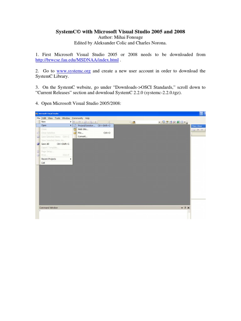 TUTORIAL SystemC With Microsoft Visual Studio | PDF | Microsoft Visual Studio | Library (Computing)