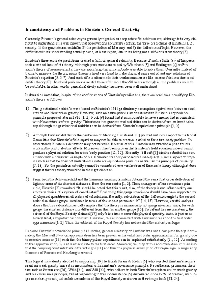 Einstein & Inconsistency in General Relativity, by C. Y. Lo | PDF ...