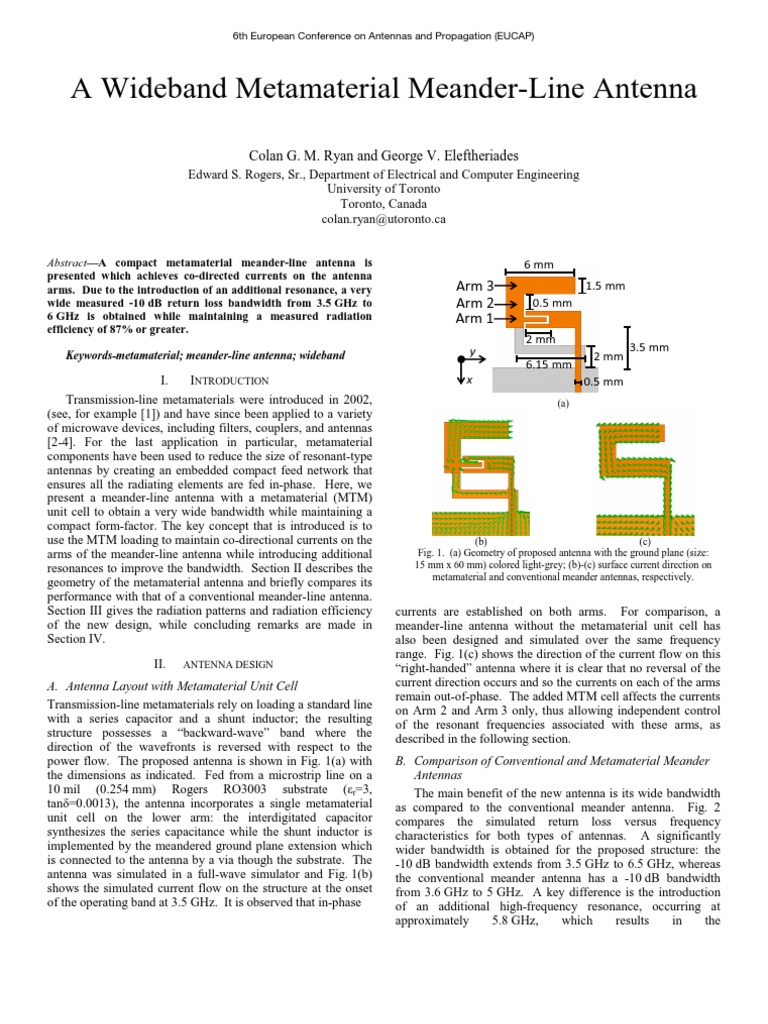 A Wideband Metamaterial Meander-Line Antenna | PDF | Metamaterial ...