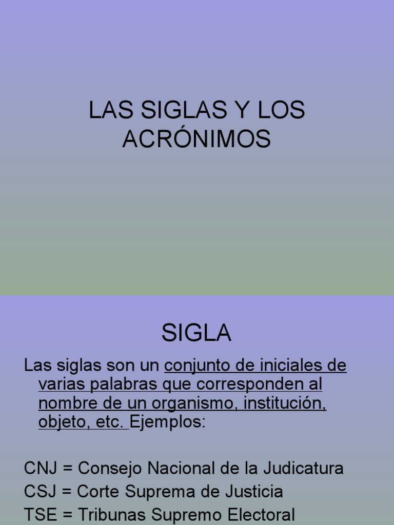 2. Las Siglas y Los AcrÓnimos | Acrónimo | Tipología Lingüística