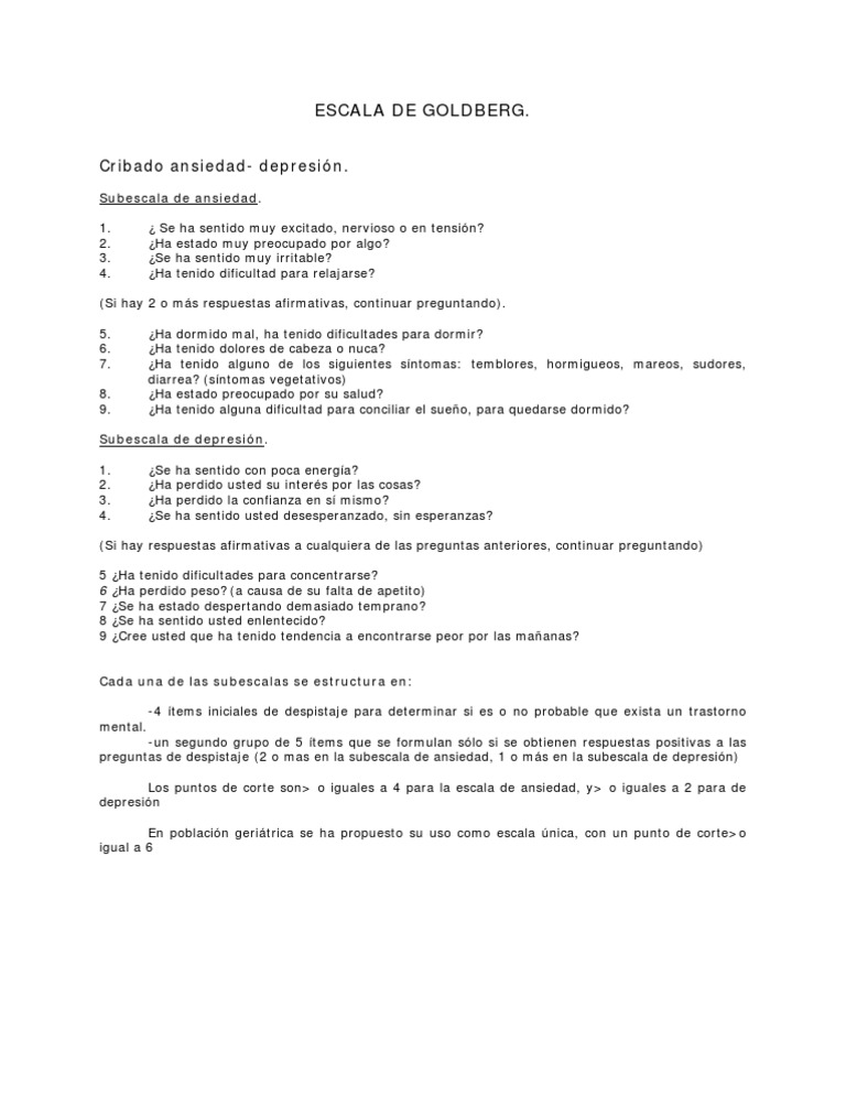 Escala de Goldberg | PDF