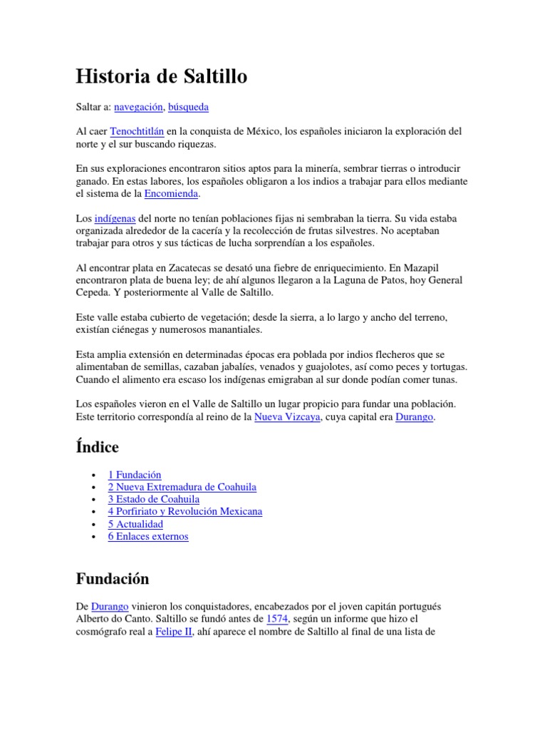 Historia de Saltillo | PDF | Ciudad de México | México