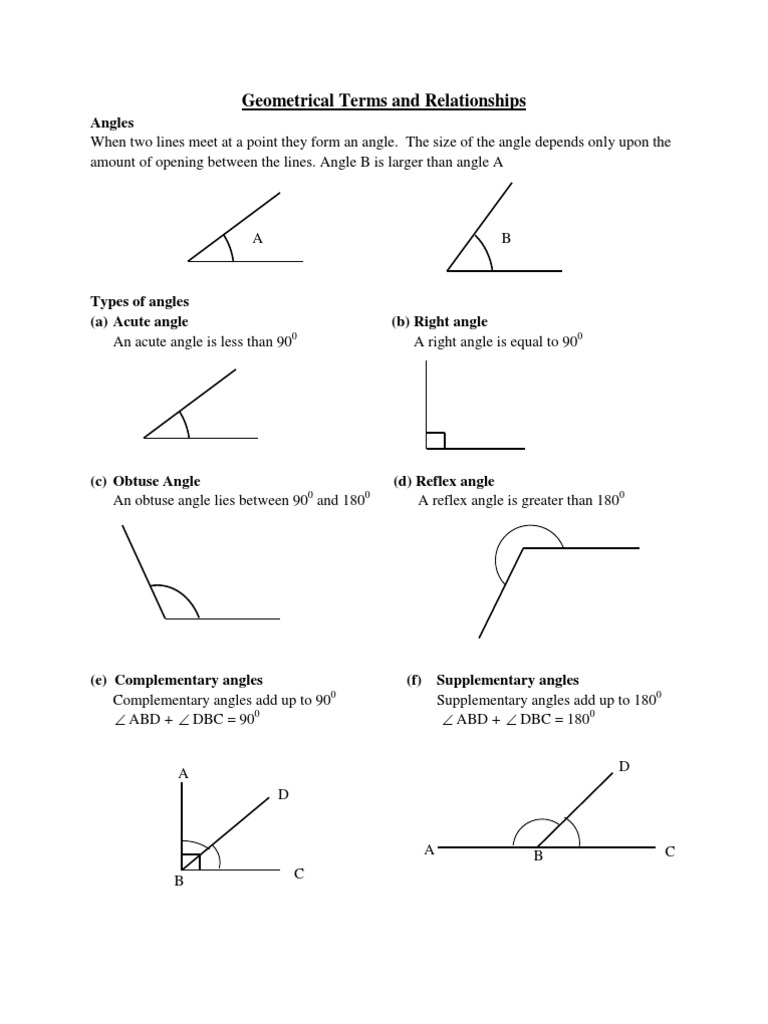 Geometrical Terms and Relationships 2