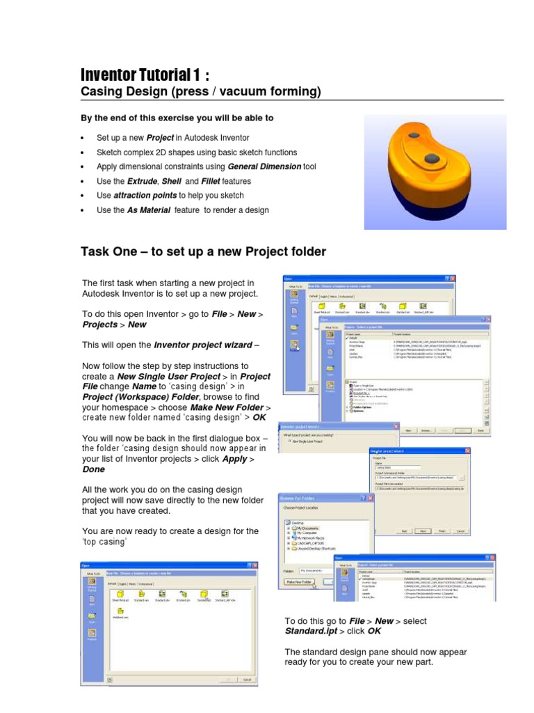 Inventor Tutorial 1:: Casing Design (Press / Vacuum Forming) | PDF ...
