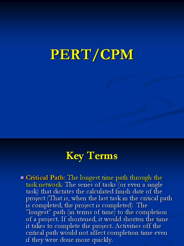 PERT/CPM Project Management Overview | PDF