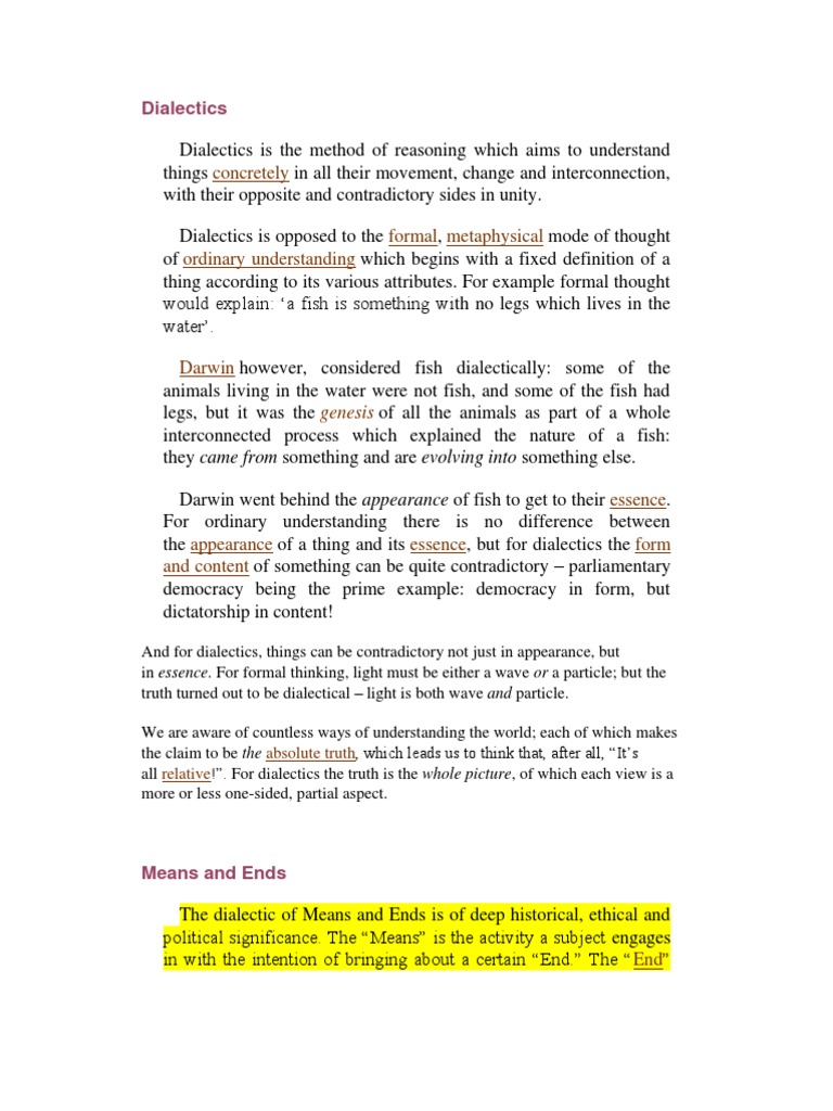 Understanding Dialectics Through Darwin's View of Fish | PDF ...