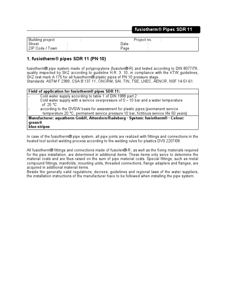 Aquatherm English Specification | PDF | Pipe (Fluid Conveyance) | Welding