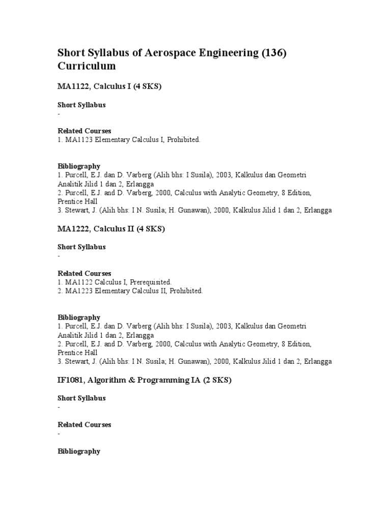 Aerospace Engineering Syllabus ITB | PDF | Technology & Engineering