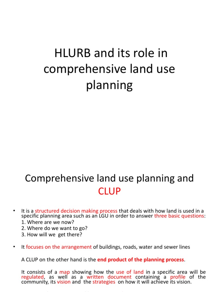 HLURB and Its Role in Comprehensive Land Use Planning | PDF | Business