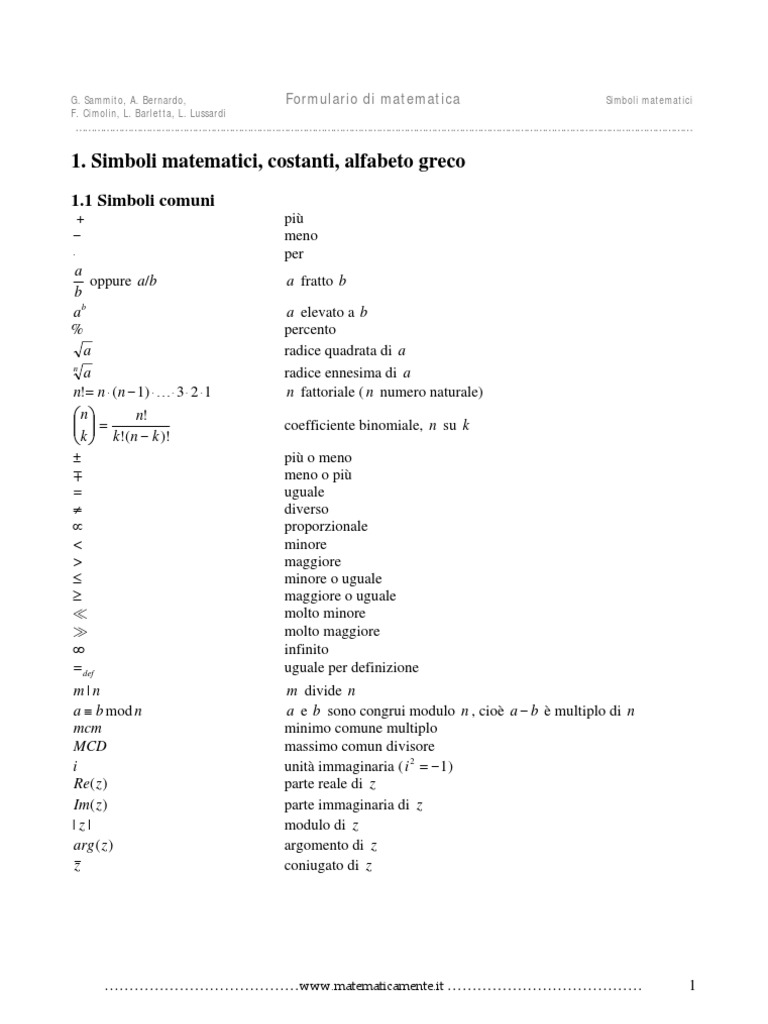 Simboli Matematici | PDF