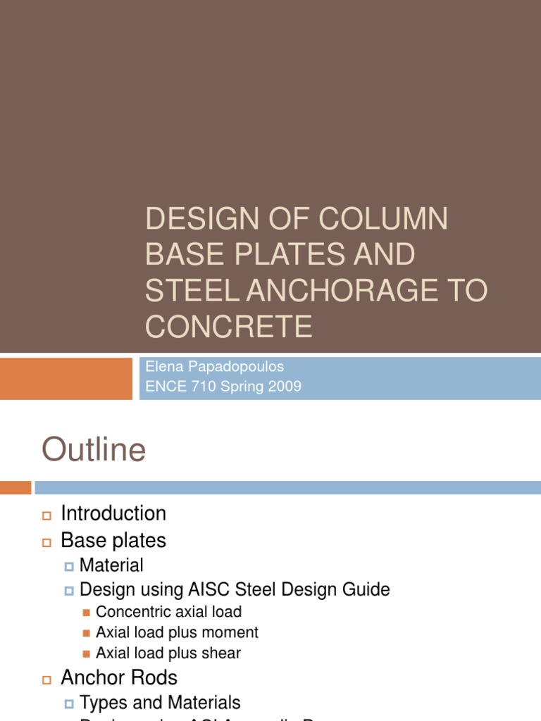 Column Base Plate and Anchorage Design | PDF