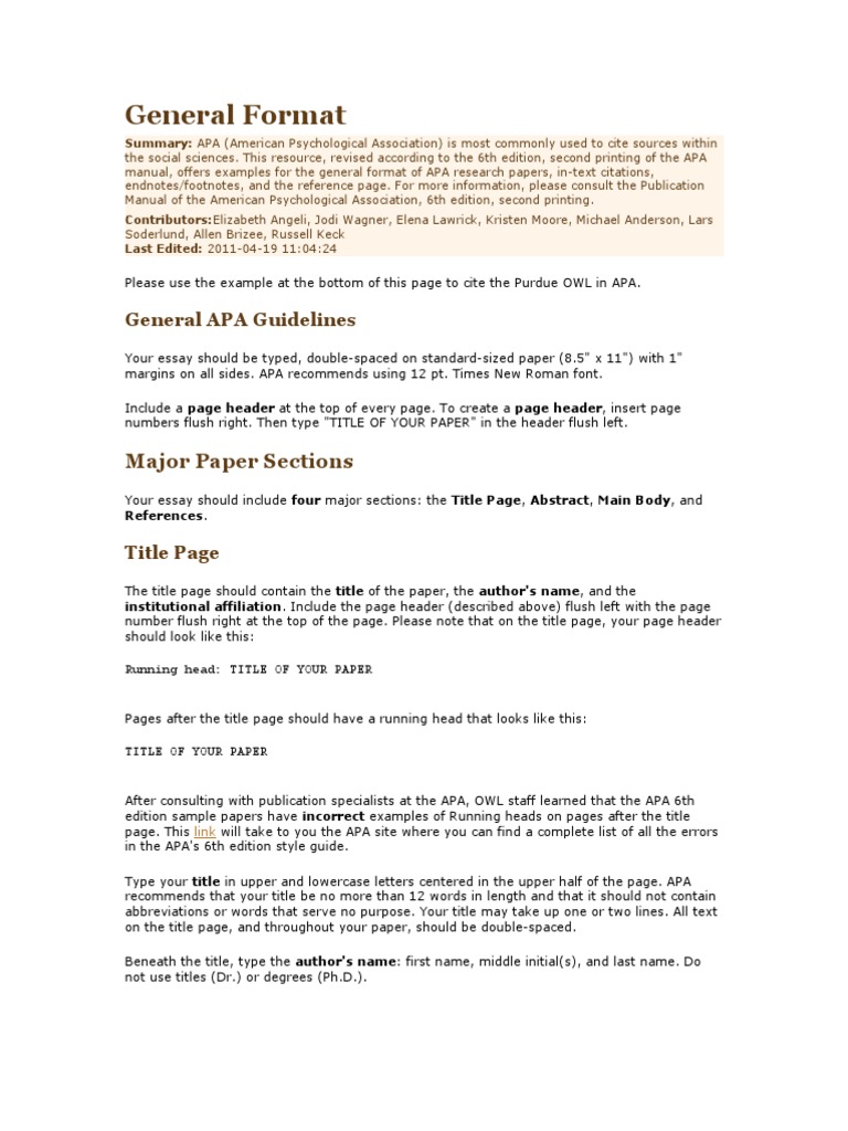 General Format: Major Paper Sections | PDF