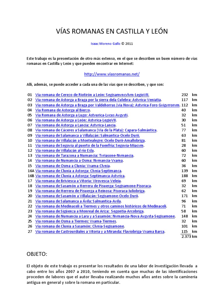 Vías Romanas en Castilla y León. Isaac Moreno Gallo | PDF | Sistema de ...