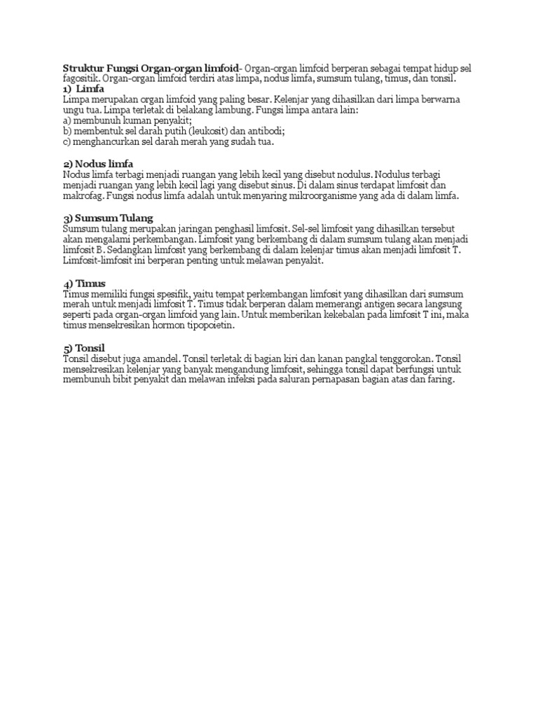 Struktur Fungsi Organ-Organ Limfoid | PDF
