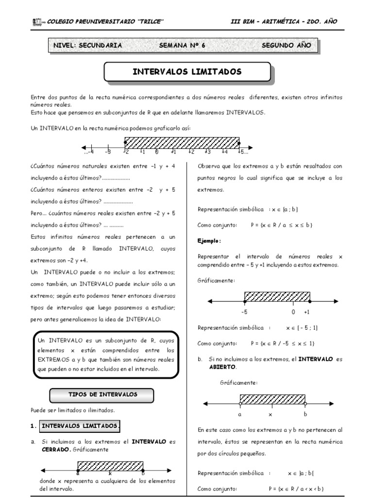 2do. Año - Guía 6 - Intervalos Limitados | PDF | Intervalo (Matemáticas) | Análisis real