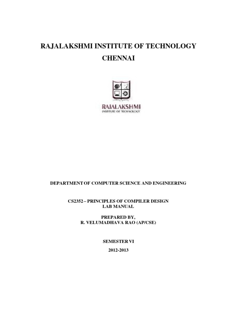 Rajalakshmi Institute of Technology Chennai: Department of Computer ...