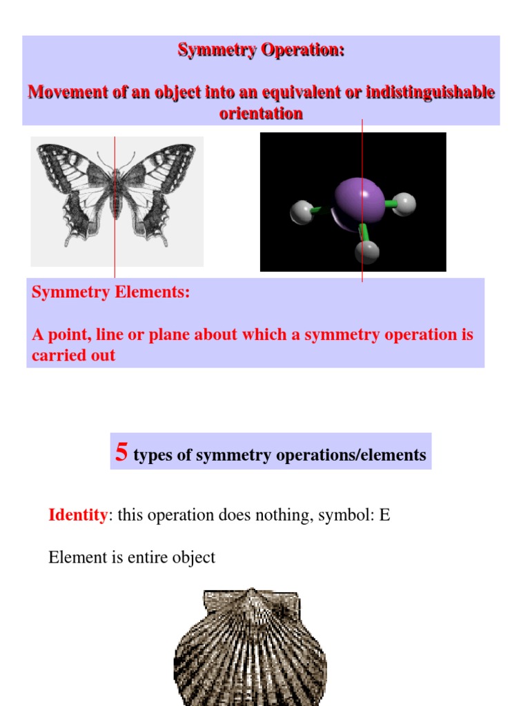 Symmetry Operation: Movement of An Object Into An Equivalent or ...