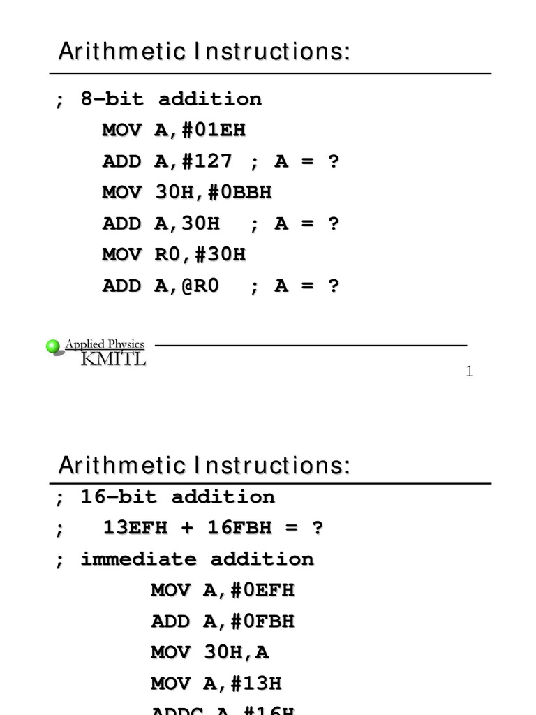 Arithmetic Instructions Pdf Binary Coded Decimal Pointer Computer Programming 