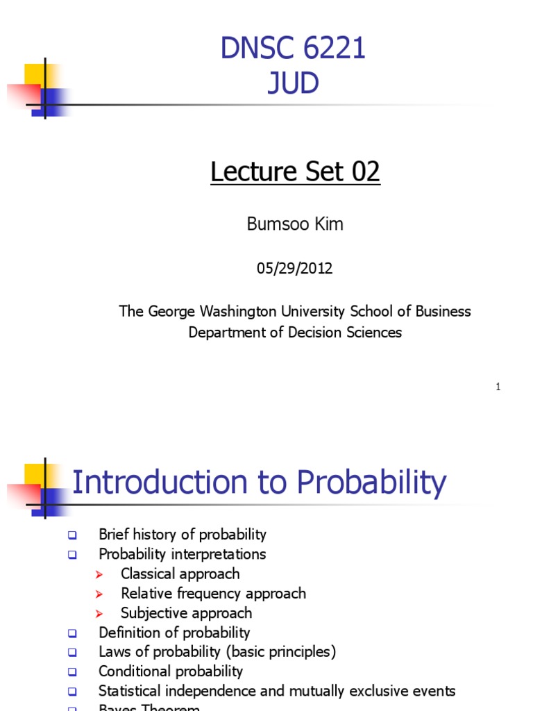 DNSC6221 Lecture2 | PDF | Probability Theory | Probability