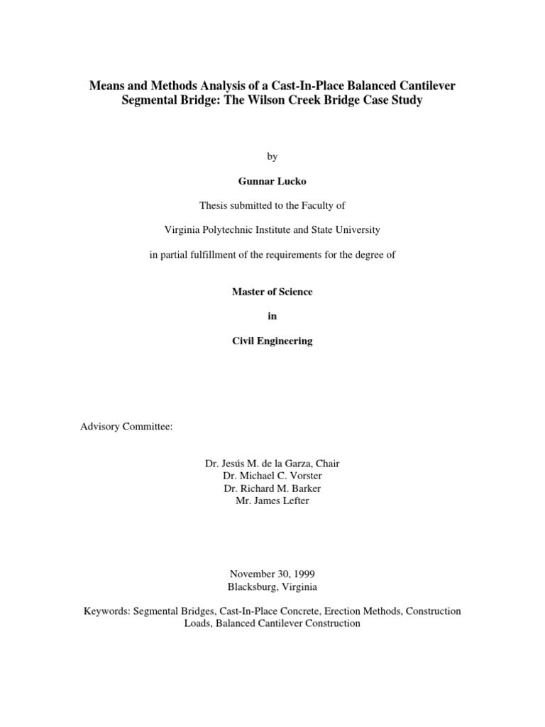 Means and Methods Analysis of A Cast-In-Place Balanced Cantilever ...