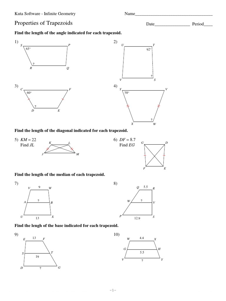 6-Properties of Trapezoids | PDF | Geometric Objects | Geometric Shapes