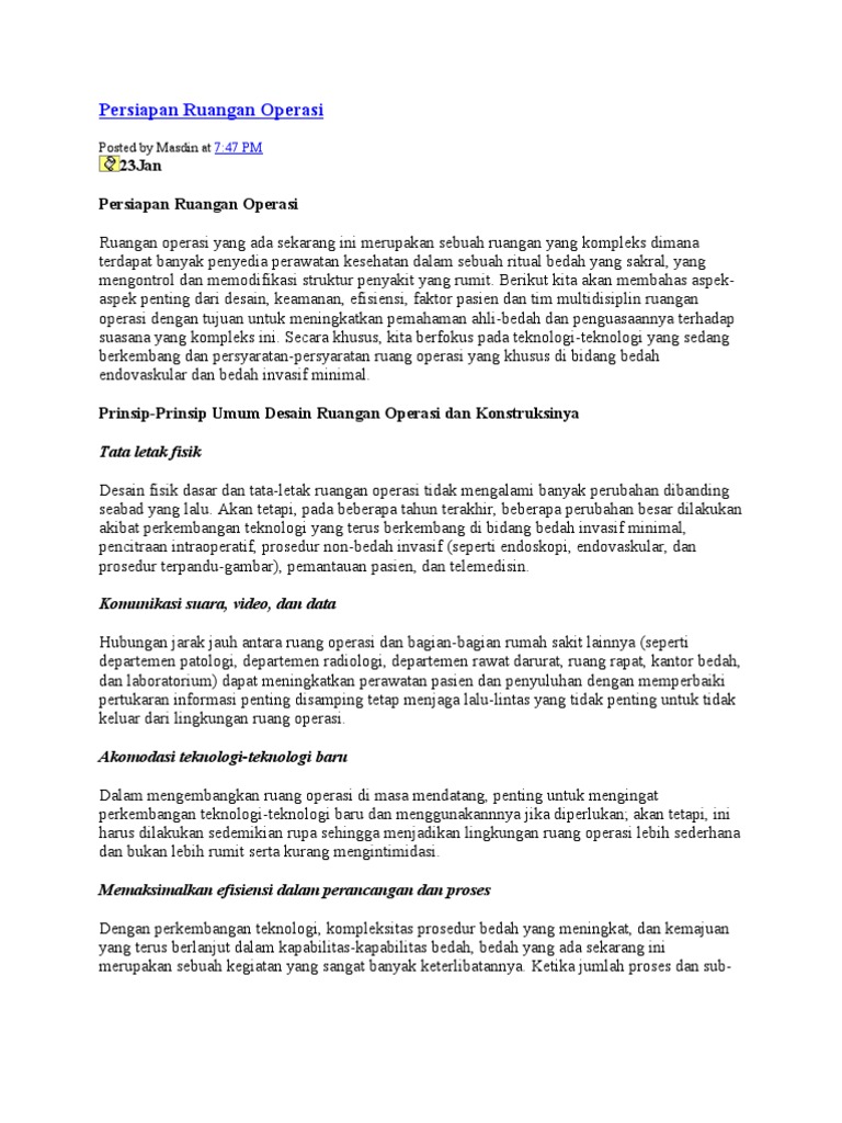 Persiapan Ruangan Operasi | PDF