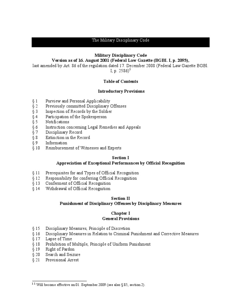 Military Disciplinary Code Overview | PDF | Arrest | Military Rank