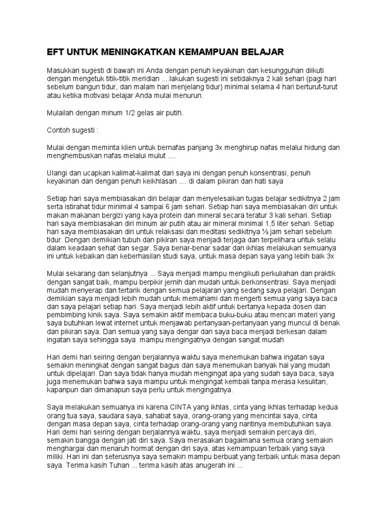 Contoh Sugesti Dalam EFT | PDF