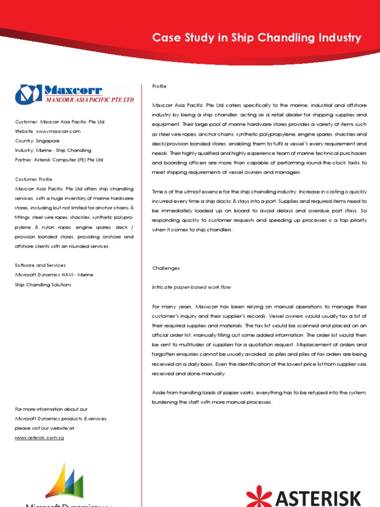 Case Study - Ship Chandling | PDF | Ships | E Commerce
