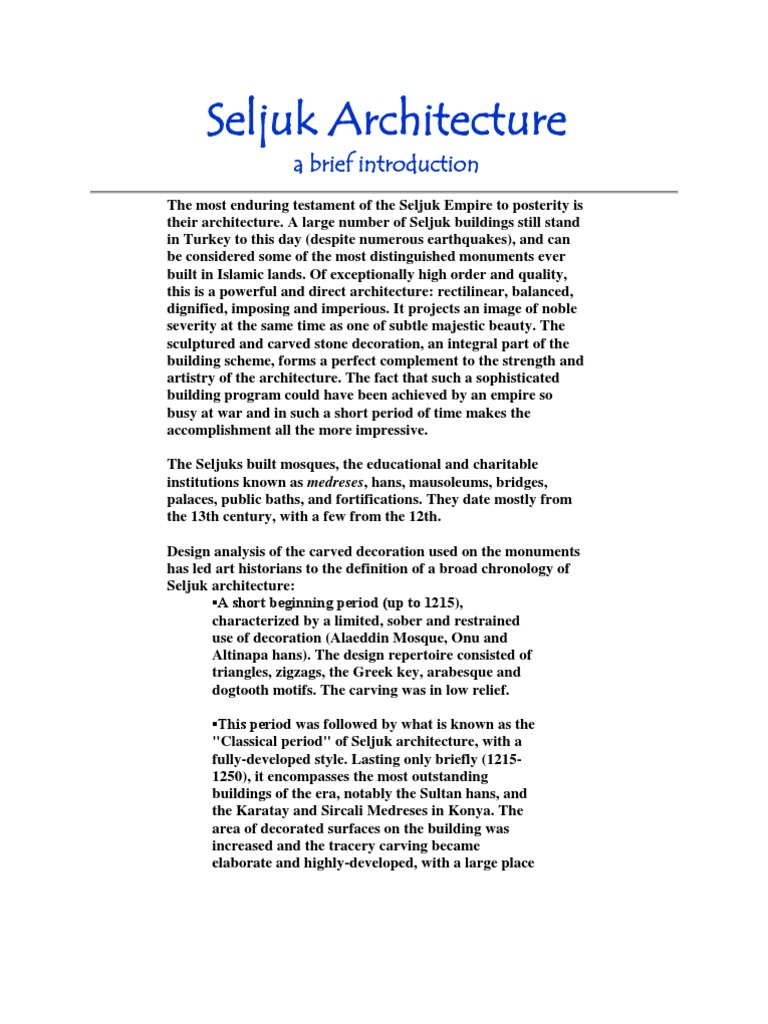 Seljuk Architecture | PDF | Dome | Mosque