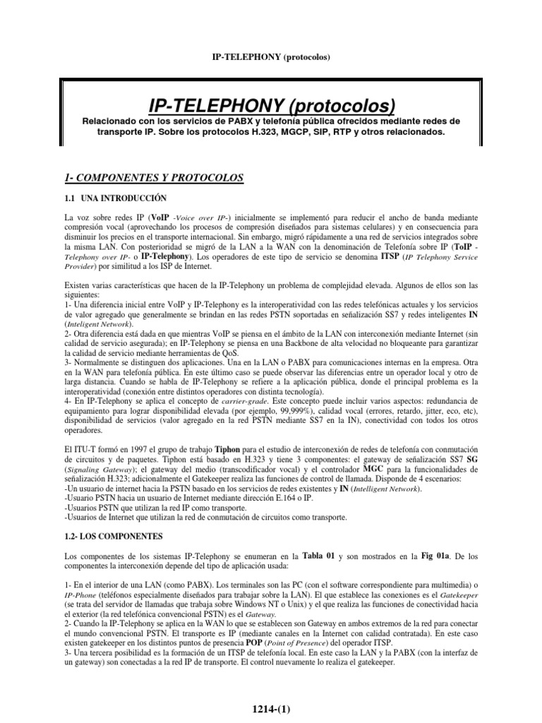 Protocolos para Telefonia Sobre IP (IP-Telephony) | PDF
