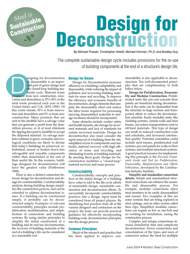Design for Deconstruction.pdf | Reuse | Green Building