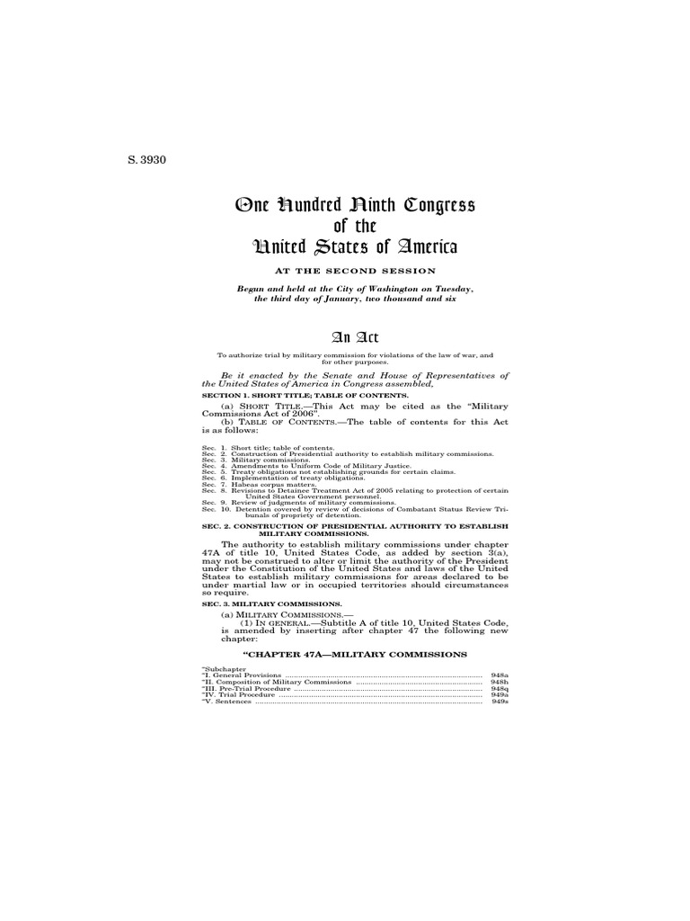 Military Commissions Act | PDF