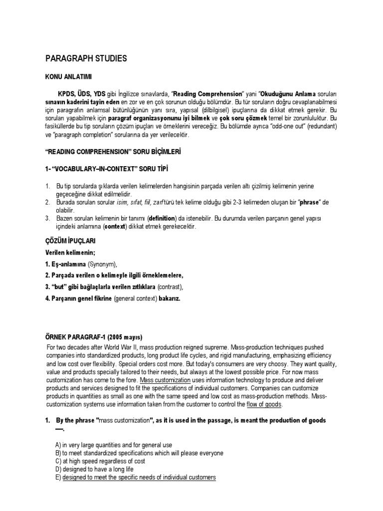 Paragraph Studies | PDF