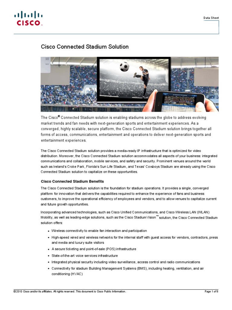 Cisco Connected Stadium DataSheet PDF | PDF | Wireless Lan | Cisco Systems