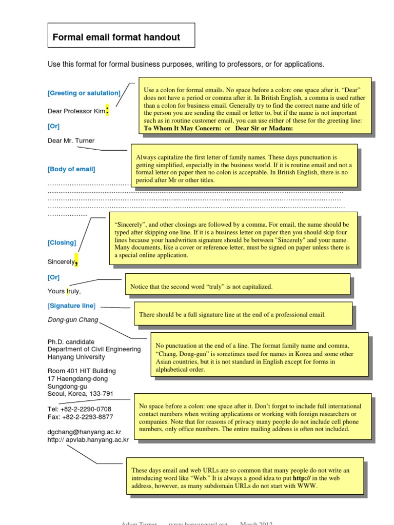 Formal Email Format | PDF | Email | Uniform Resource Locator