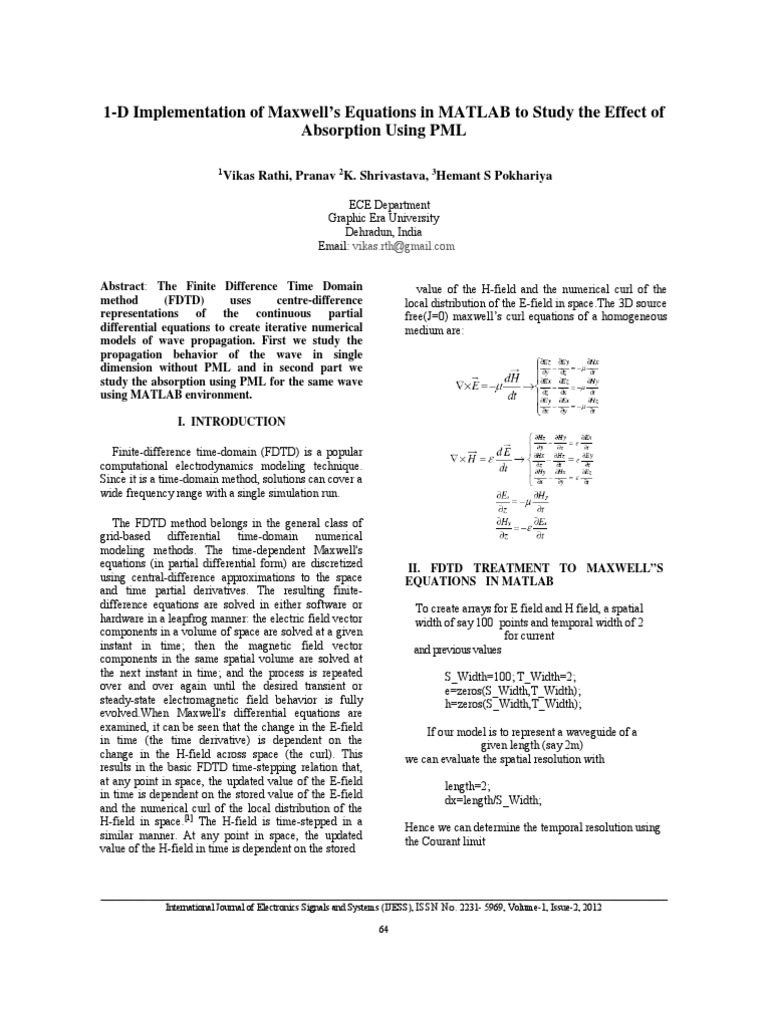 Implementation of Maxwell's Equations in MATLAB To Study The Effect of ...