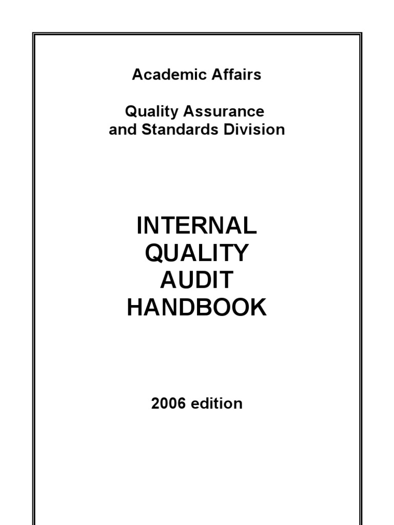 Internal Quality Audit Handbook: Academic Affairs Quality Assurance and ...
