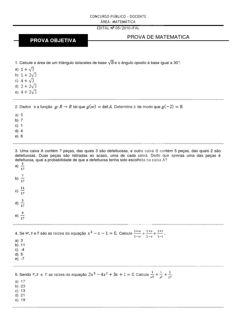 6 - Caderno de Provas - Matematica | Inclusão (Educação ...