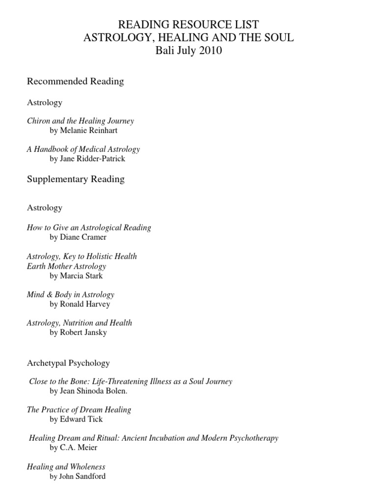 Astrology and Healing Reading List | PDF